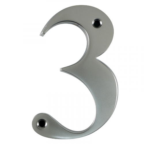 3'' Satin Chrome Bevelled Edge Screw Fix Number 3 Door Number