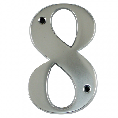 3'' Satin Chrome Bevelled Edge Screw Fix Number 8 Door Number