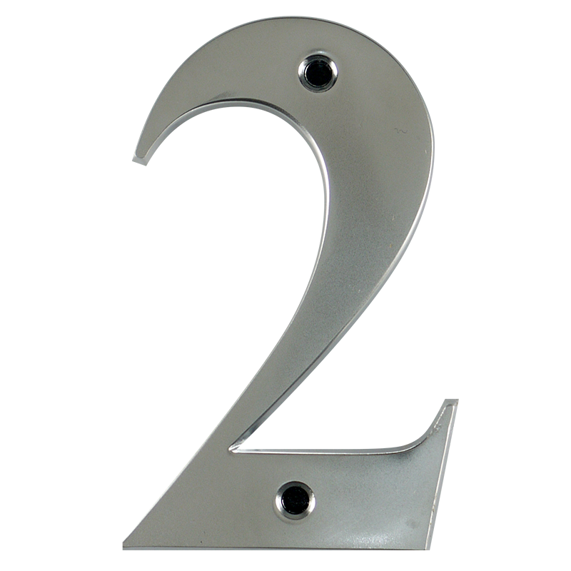 3'' Satin Chrome Bevelled Edge Screw Fix Number 2 Door Number