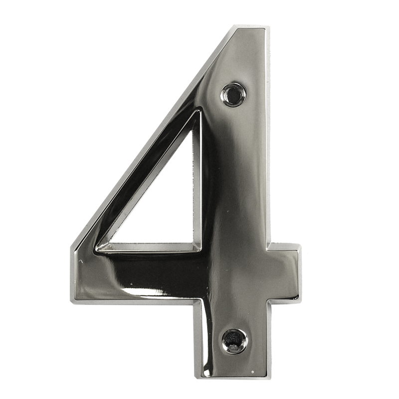 3'' Polished Chrome Bevelled Edge Screw Fix Number 4 Door Number