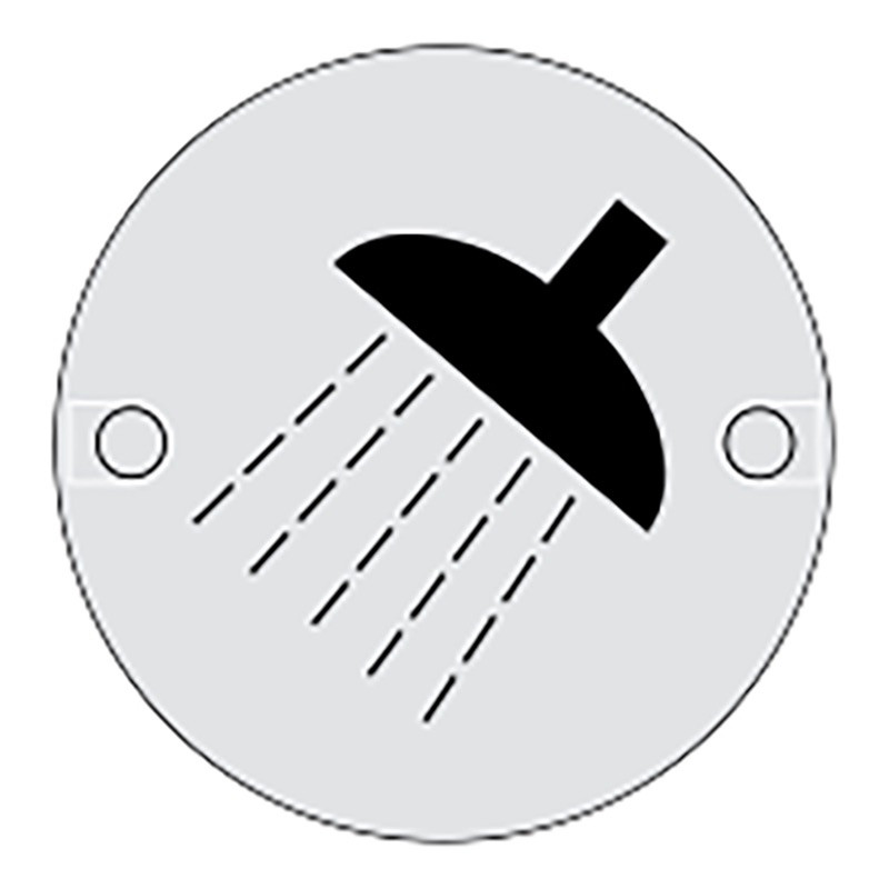 Shower Symbol 75mm Diameter - Satin Stainless Steel - Screw Fix (LL60 ...
